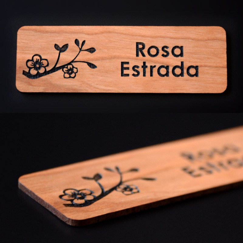 3x1 Engraved Cherry Name Badge