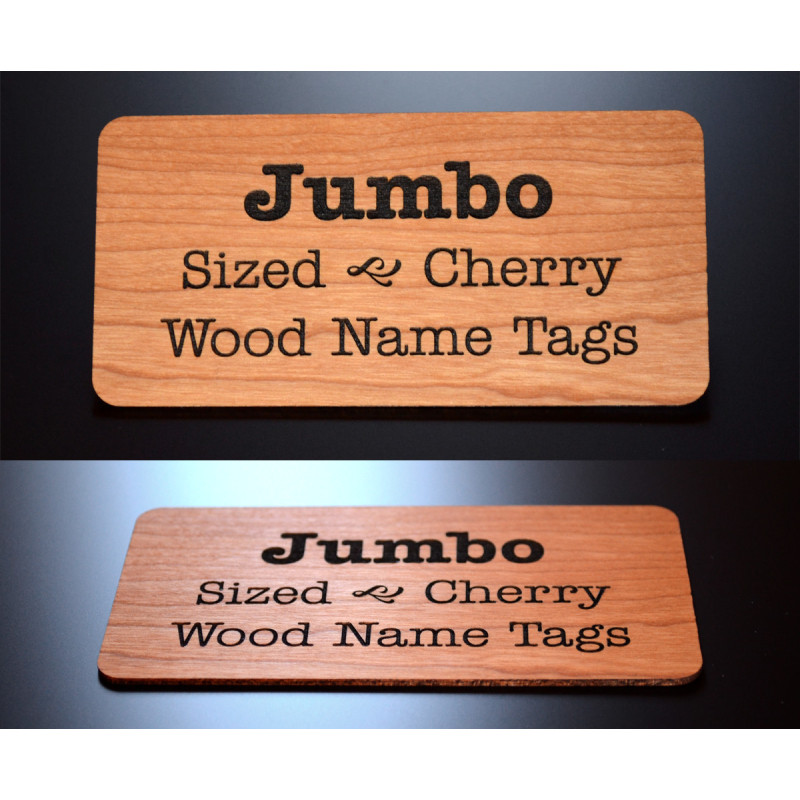 Jumbo 4x2 Engraved Cherry Name Badge