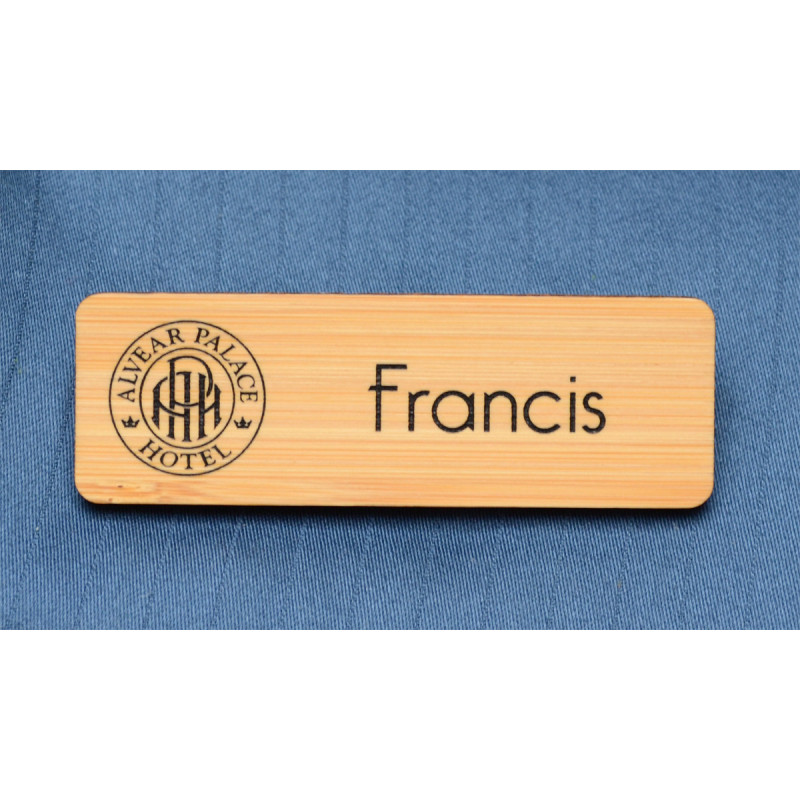 3x1 Engraved Flat Bamboo Name Badge