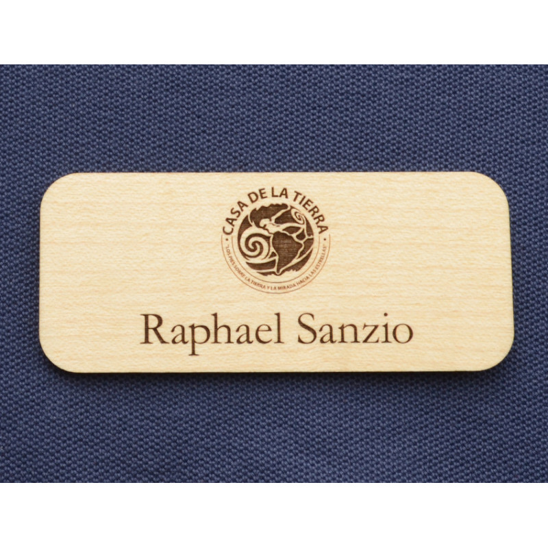 3.5x1.5 Engraved Maple Name Badge with Walnut Core
