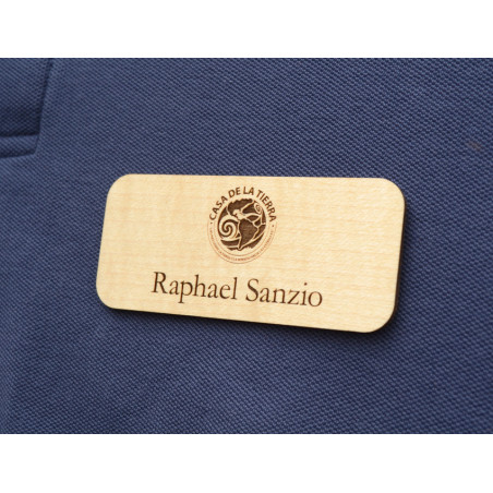 3.5x1.5 Engraved Maple Name Badge with Walnut Core