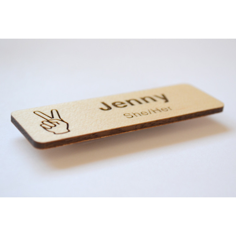 3x1 Engraved Maple Name Badge with Walnut Core